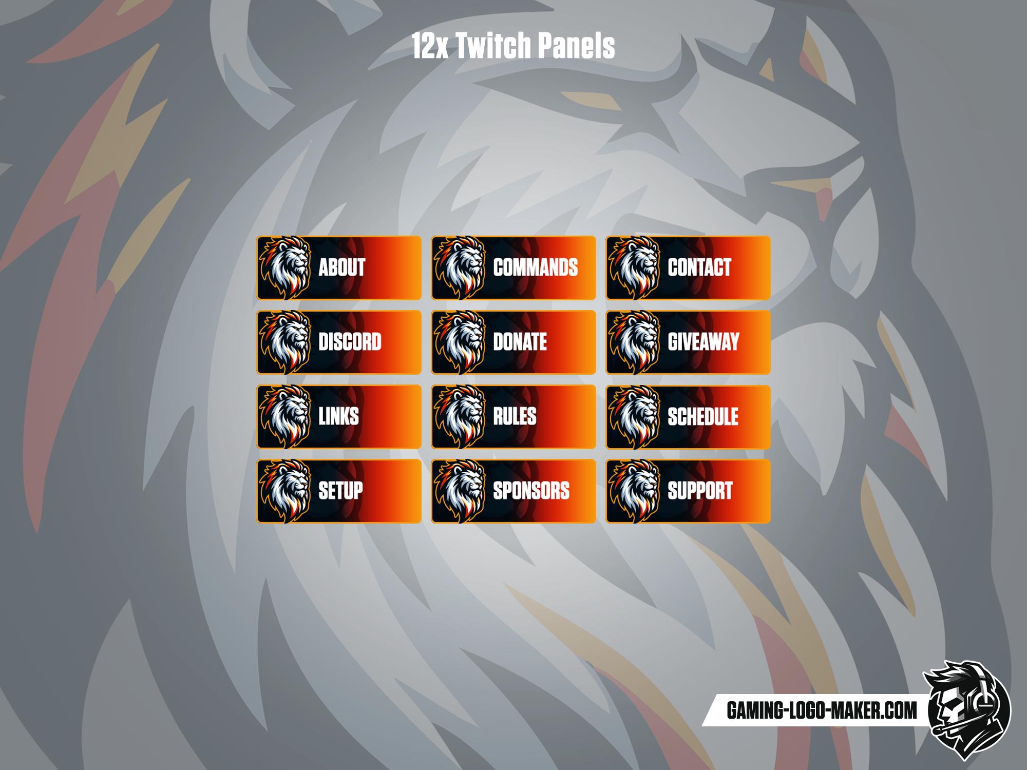 Lion Twitch Overlay 04 | Gaming Logo Twitch Overlay | Stream Overlay ...