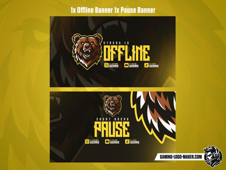 Grizzly Twitch Overlay 02 | Gaming Logo Twitch Overlay | Stream Overlay ...