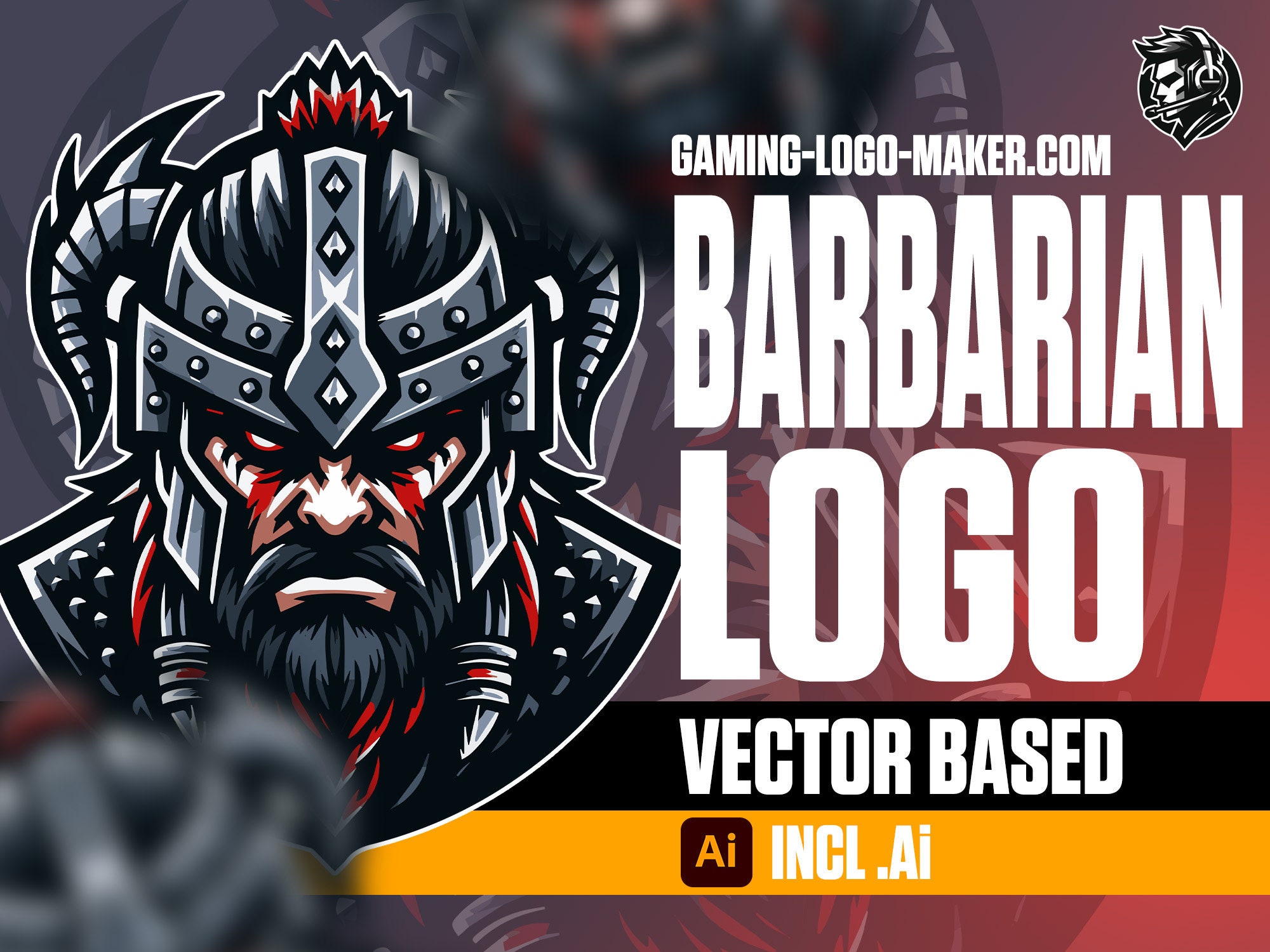 Barbarian Warrior Gaming Logo 02 Esports Logo Team Logo Clan Logo ...