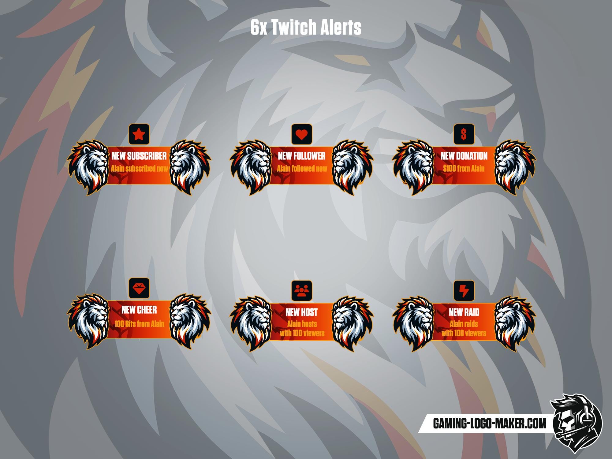 Lion Twitch Overlay 04 | Gaming Logo Twitch Overlay | Stream Overlay ...