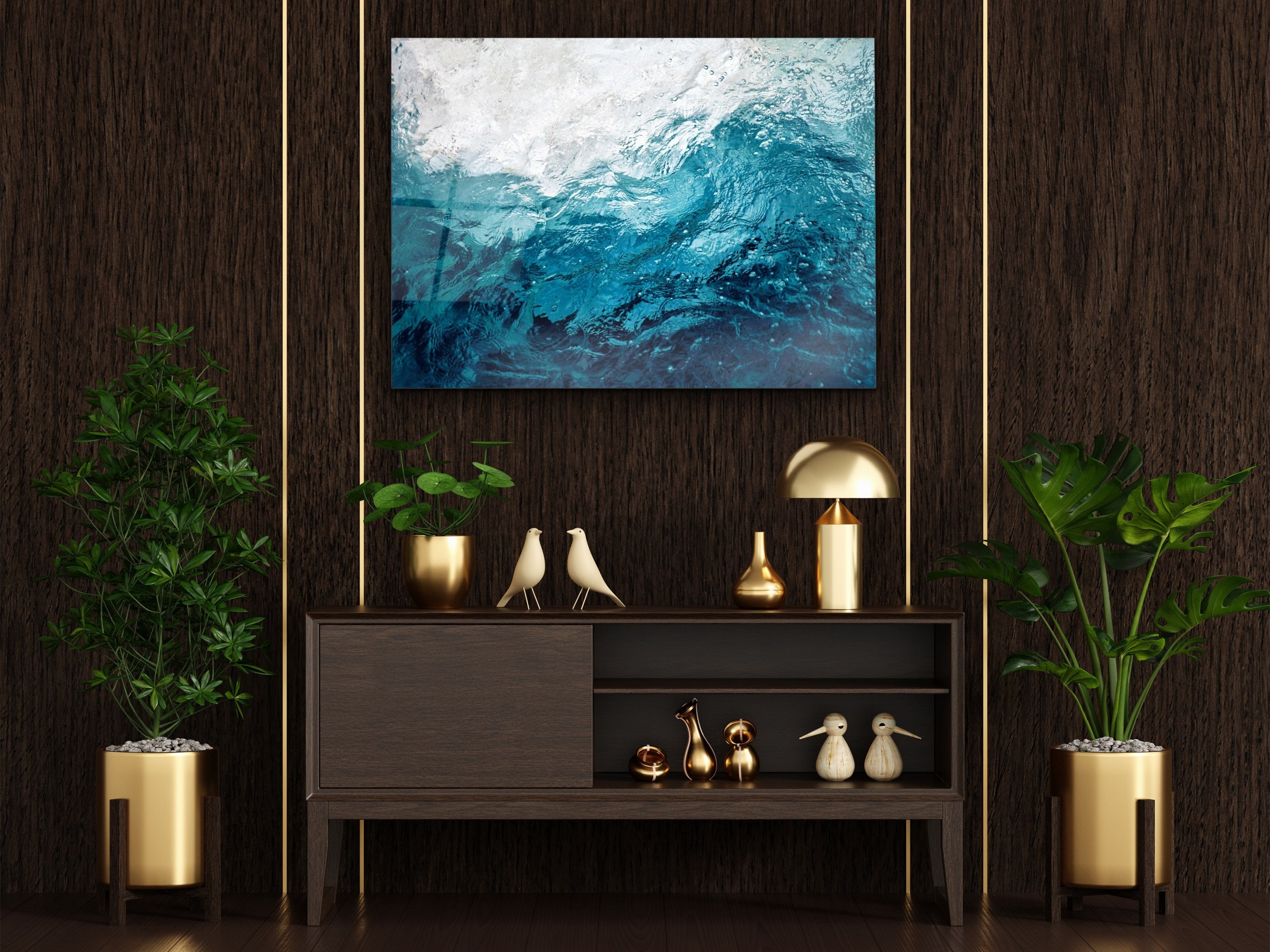 Blue Wave Glass Decor-ocean Abstract Photo-atlantic Ocean Wave Photo ...