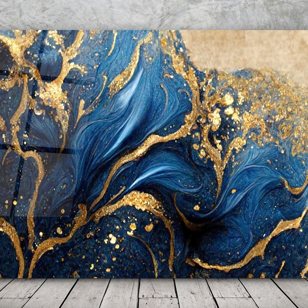 Blue Gold Wall Art - Etsy