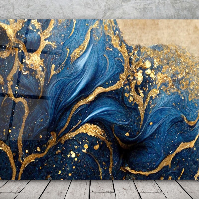 Blue Gold Wall Art - Etsy