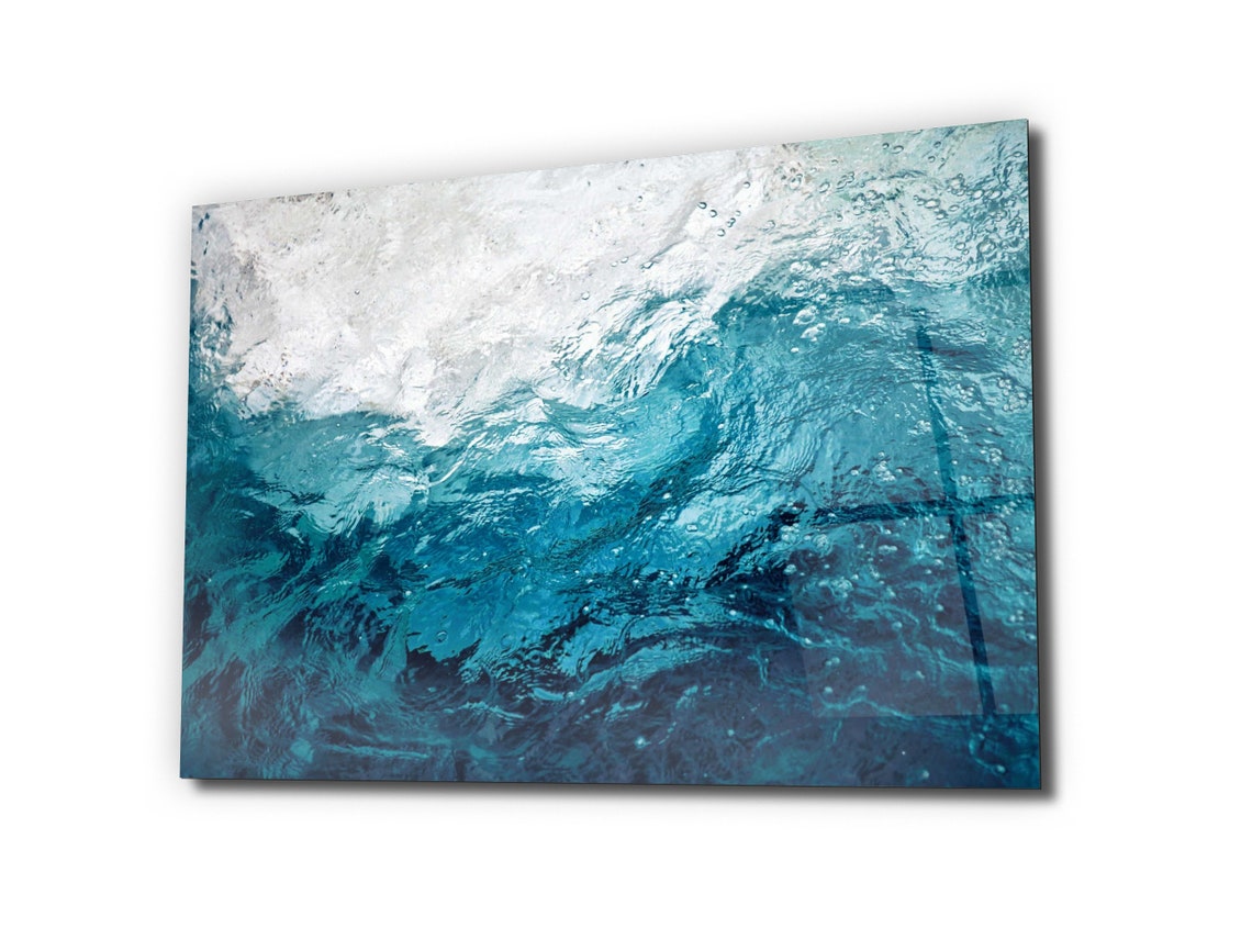 Blue Wave Glass Decor-ocean Abstract Photo-atlantic Ocean Wave - Etsy
