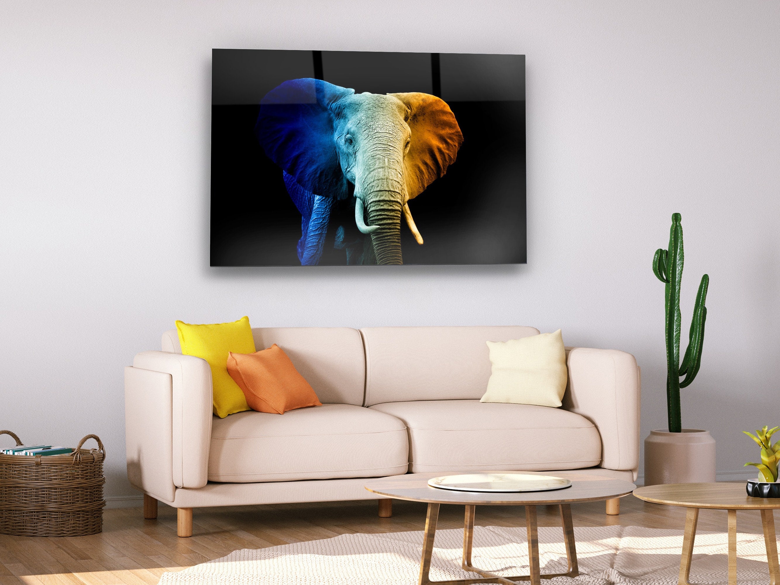 Elephant Poster-elephant Wall Decor-abstract Elephant Wall Art-colorful ...