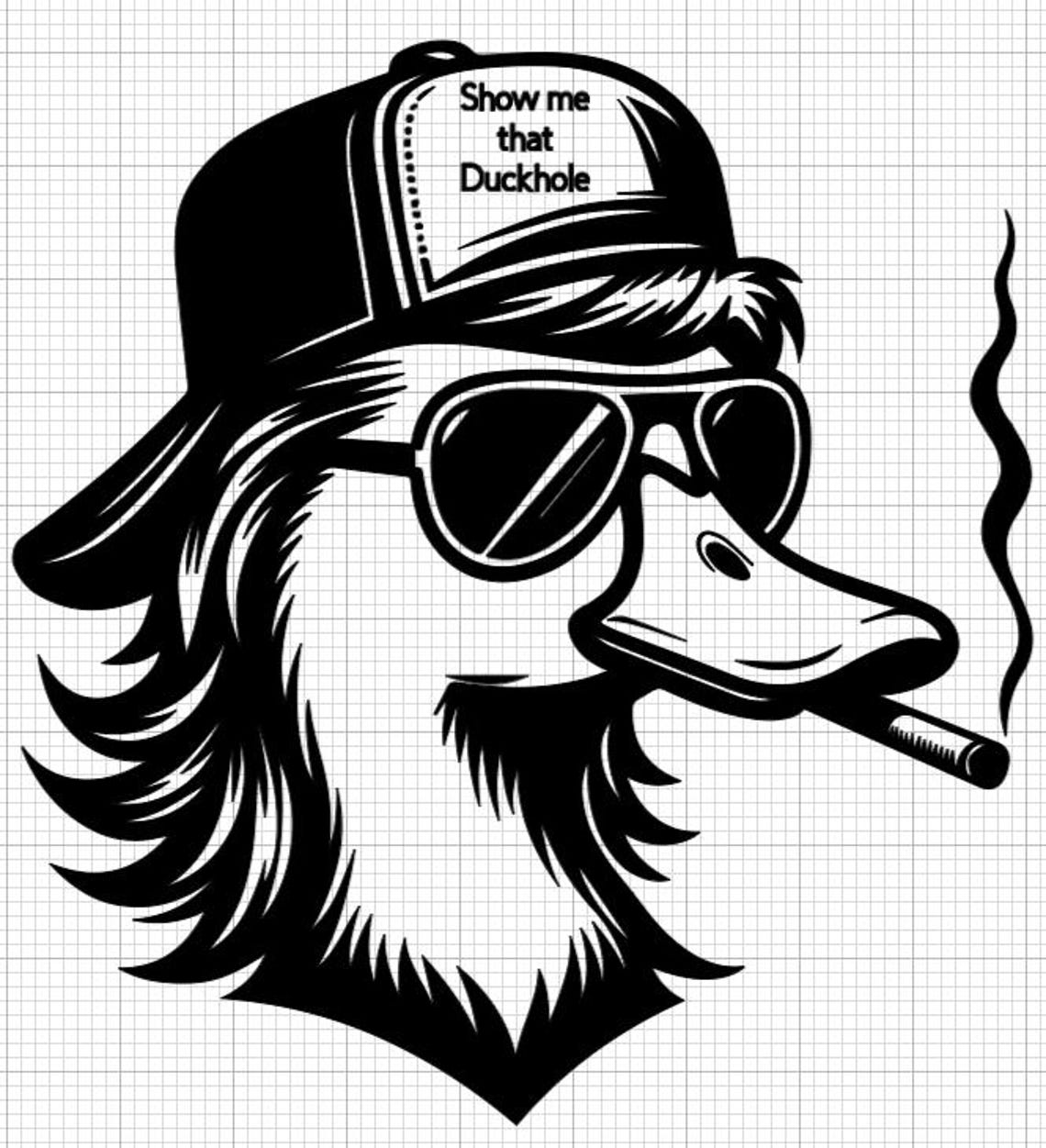 Show Me That Duck Hole Decal, Duck Mullet Sticker, Mullet Smoking Duck ...