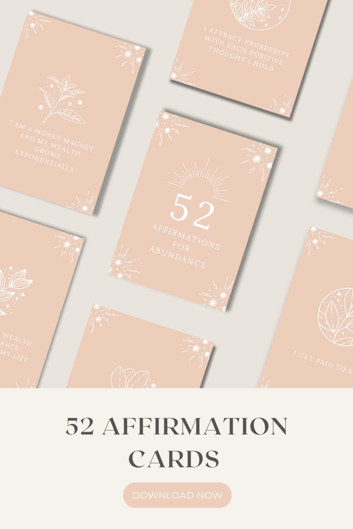 52 Affirmation Cards for Abundance, Weekly Affirmation Cards, Mindset ...