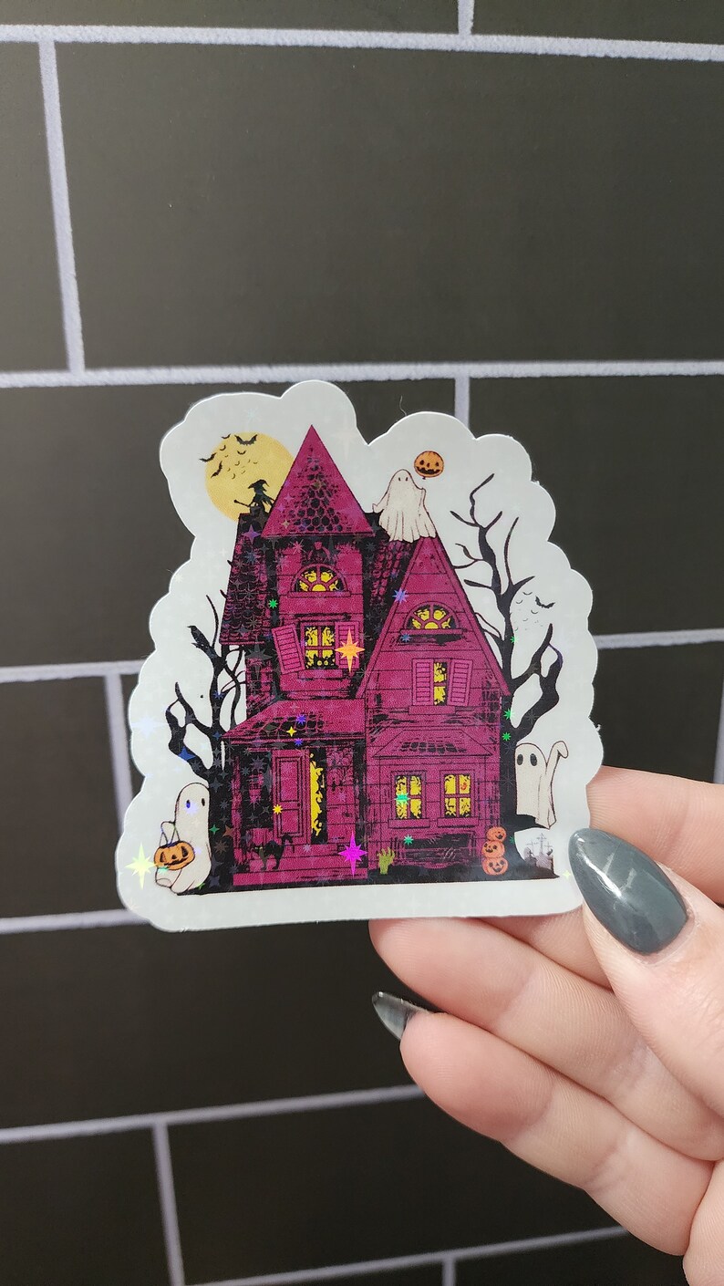 Haunted House Sticker - Etsy