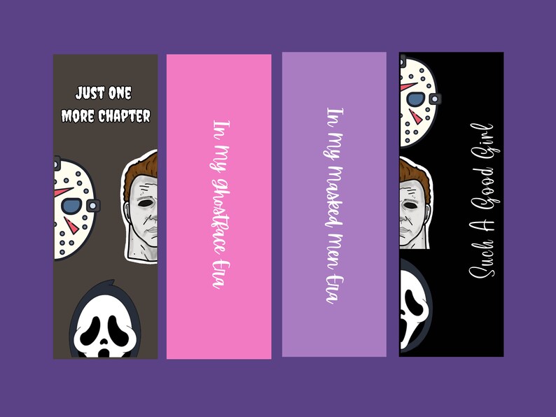 Masked Men Era Bookmarks, Ghostface Bookmark, Jason Voorhees Bookmark ...