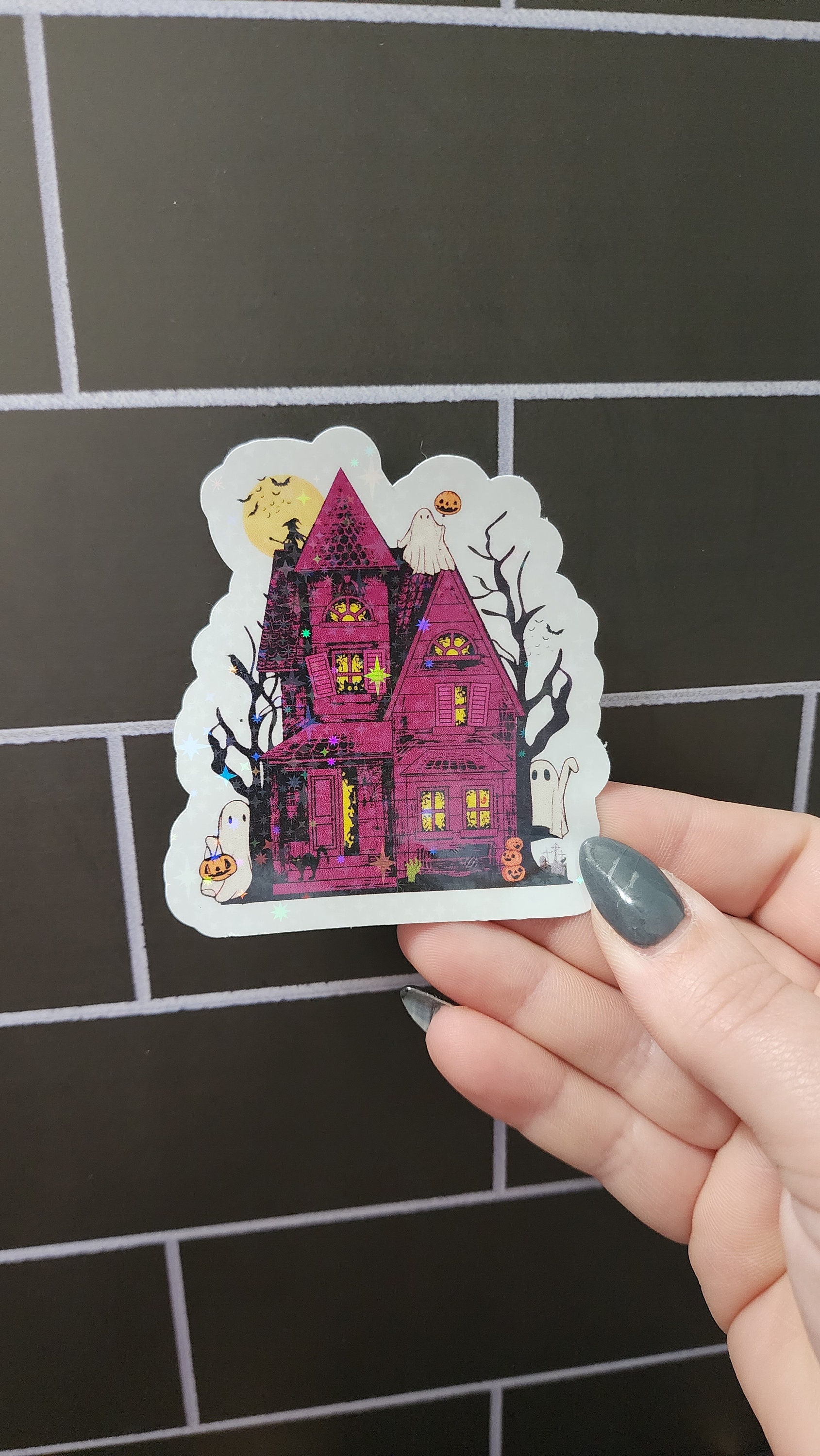 Haunted House Sticker - Etsy