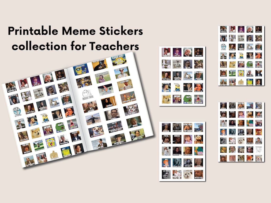 Printable Meme Sticker Collection for Teachers, 198 Pcs. Teachers ...