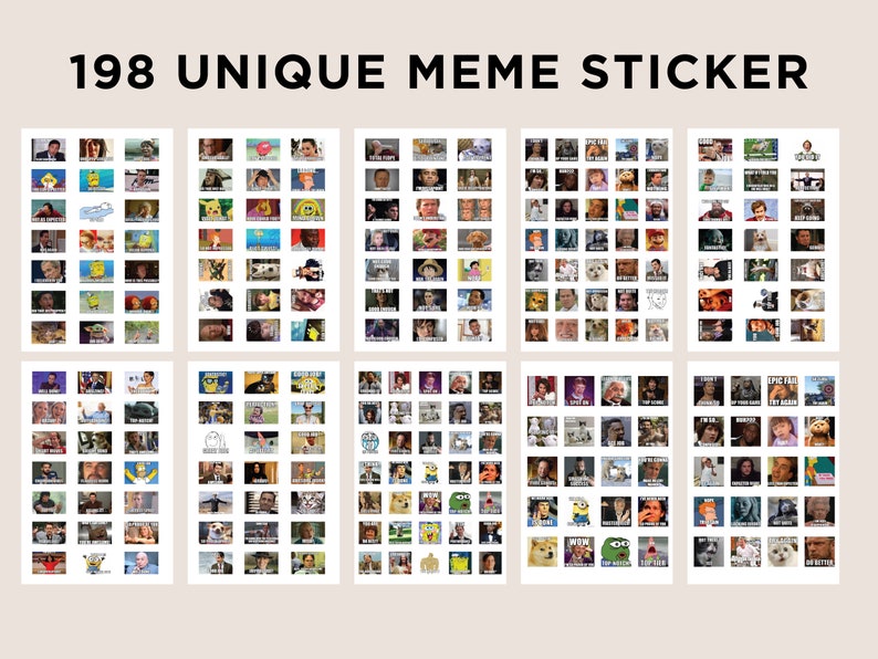 Printable Meme Sticker Collection for Teachers, 198 Pcs. Teachers ...