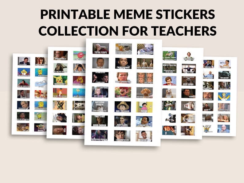 Printable Meme Sticker Collection for Teachers, 198 Pcs. Teachers ...