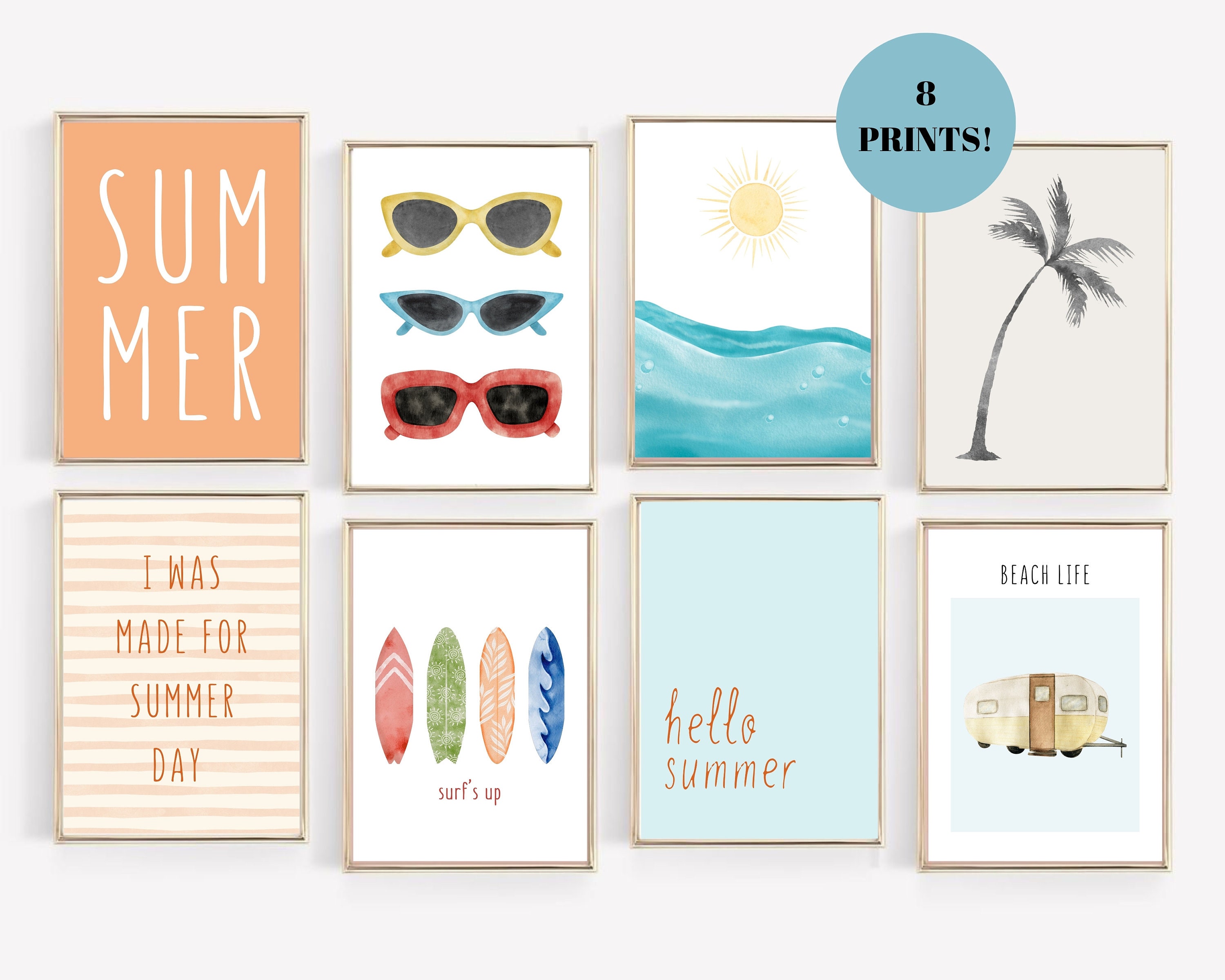 Summer Prints Gallery Wall Set, Beach Decor Wall Art, Summer Printable ...
