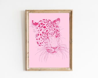 Cheetah Print, Pink Leopard Art Print, Boho Home Decor, Blush Pink Wall Art, Jungle Poster ...