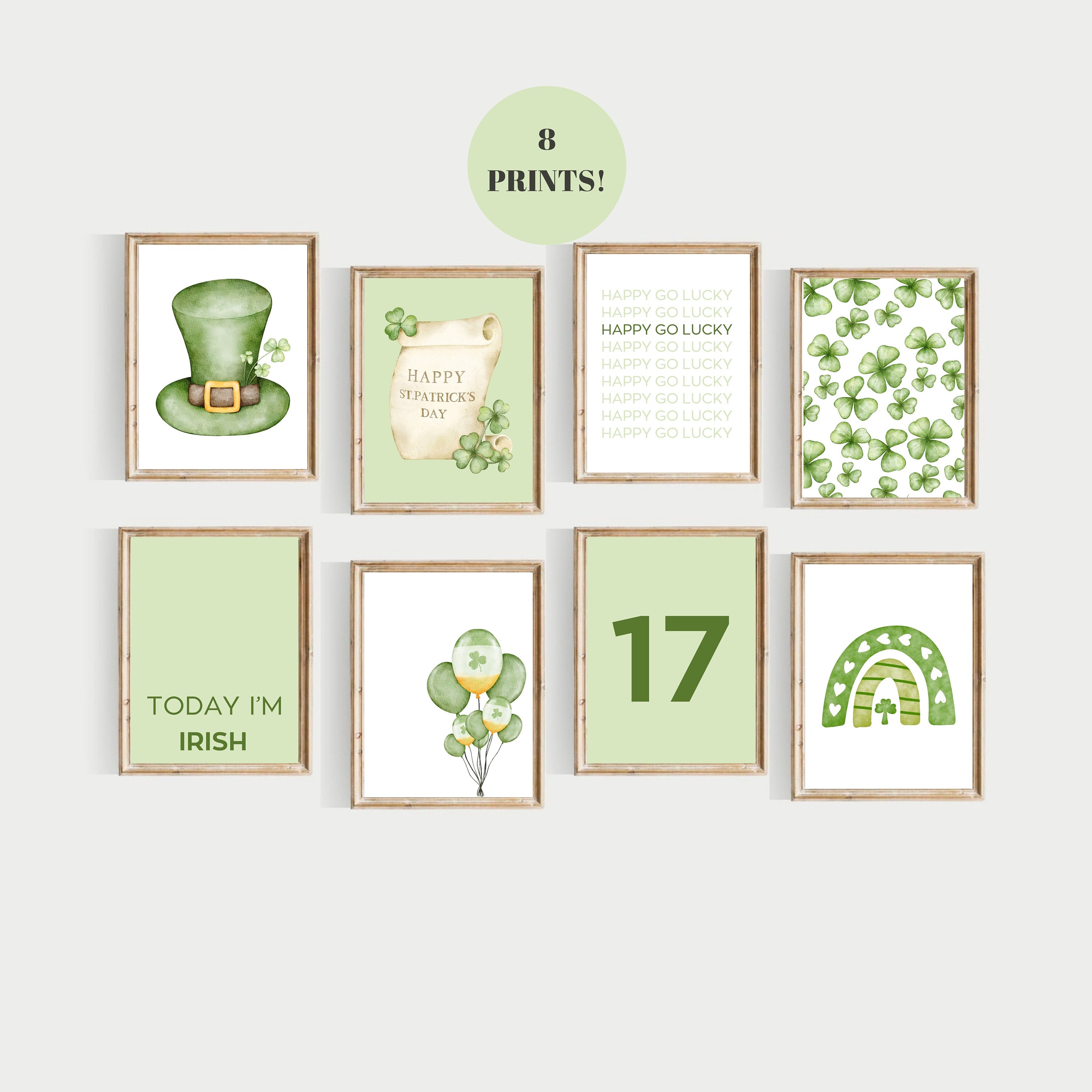 St Patricks Day 8 Printables Gallery Wall Art Set, Minimalist St ...