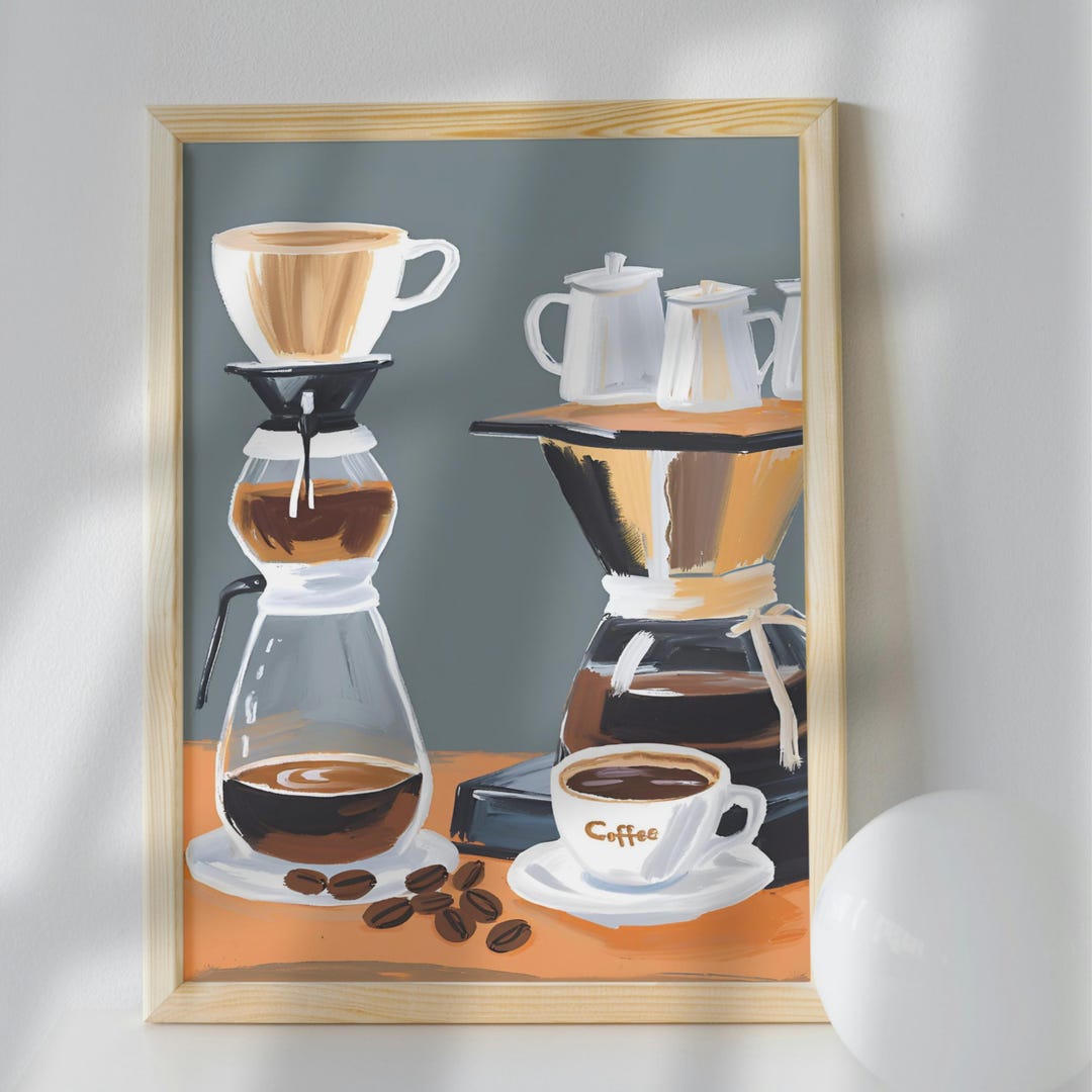 Coffee Machines Oil Painting Print, Coffee Bar Decor (instant Download ...