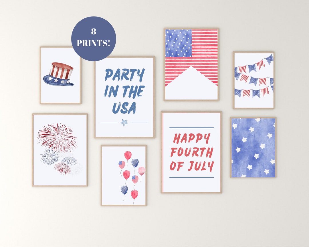 American Flag Printable Art, Memorial Day Art Prints, Fourth of July ...
