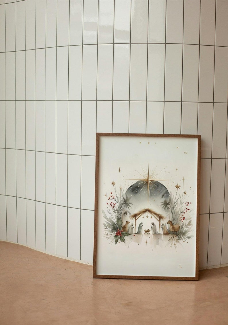 Watercolor Nativity Scene Print: Christmas Christian Art (digital Print ...
