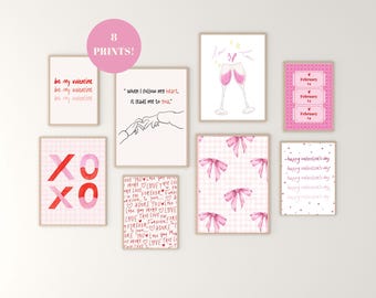 Valentines Day Decor Set of 10 Printables, Valentine Party Decor, Retro ...
