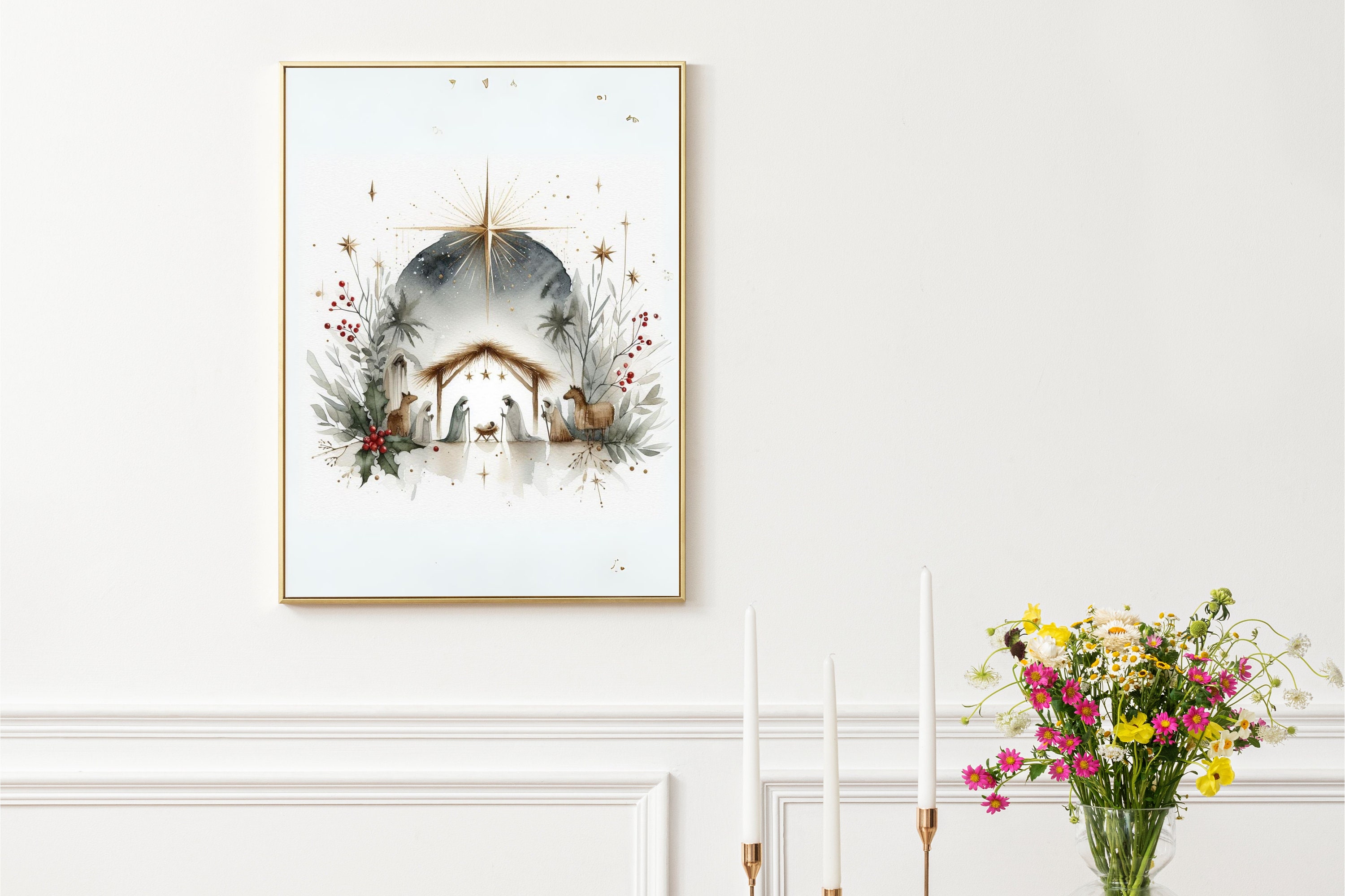 Christmas Nativity Print, Nativity Scene Birth of Jesus, Nativity Print ...