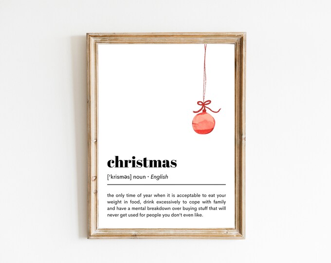 Christmas Definition Art Print | Modern Holiday Wall Decor | KIKIANDNIM ...