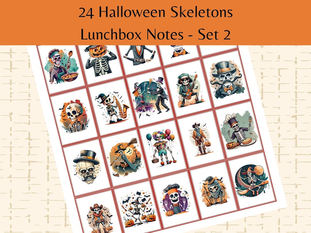 Halloween Skeleton Lunchbox Note | Lunch Box Note | Lunch Box Notes for ...