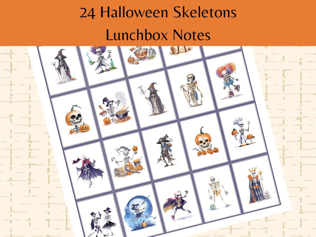 Halloween Skeleton Lunchbox Note | Lunch Box Note | Lunch Box Notes for ...