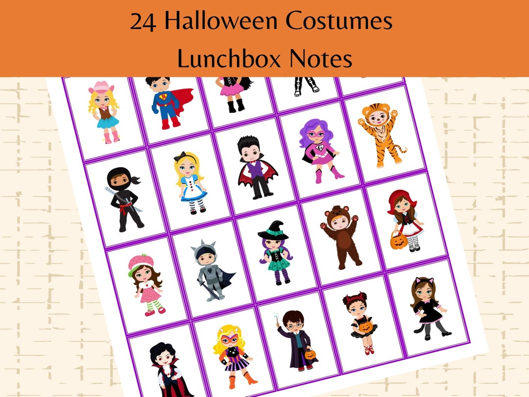 Halloween Costumes Lunchbox Note | Halloween Costume Note | Lunch Box ...