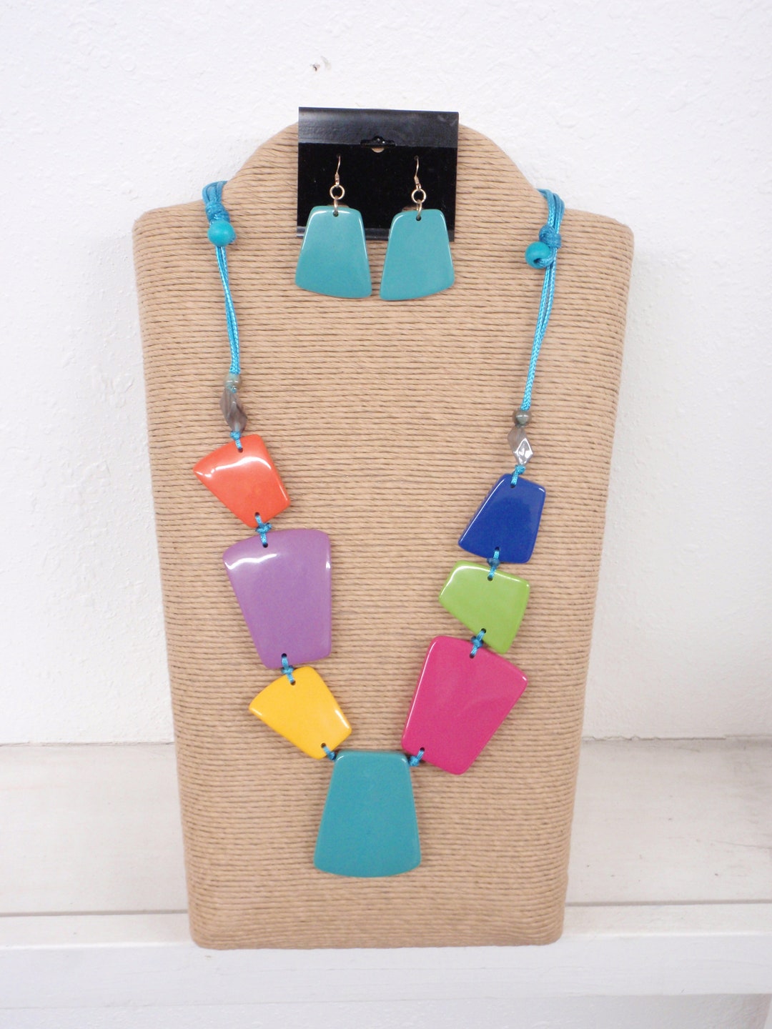 Adjustable Turquoise Wax Cord With Multi Color Irregular - Etsy