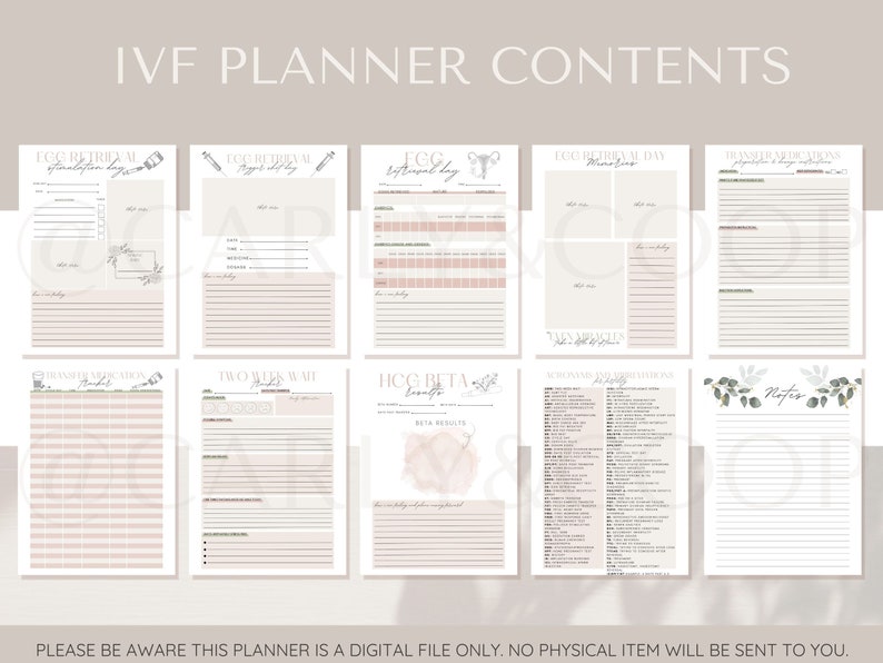 IVF Planner, IVF Journal, IVF Journey, Ivf Calendar, Ttc Planner, Ivf ...