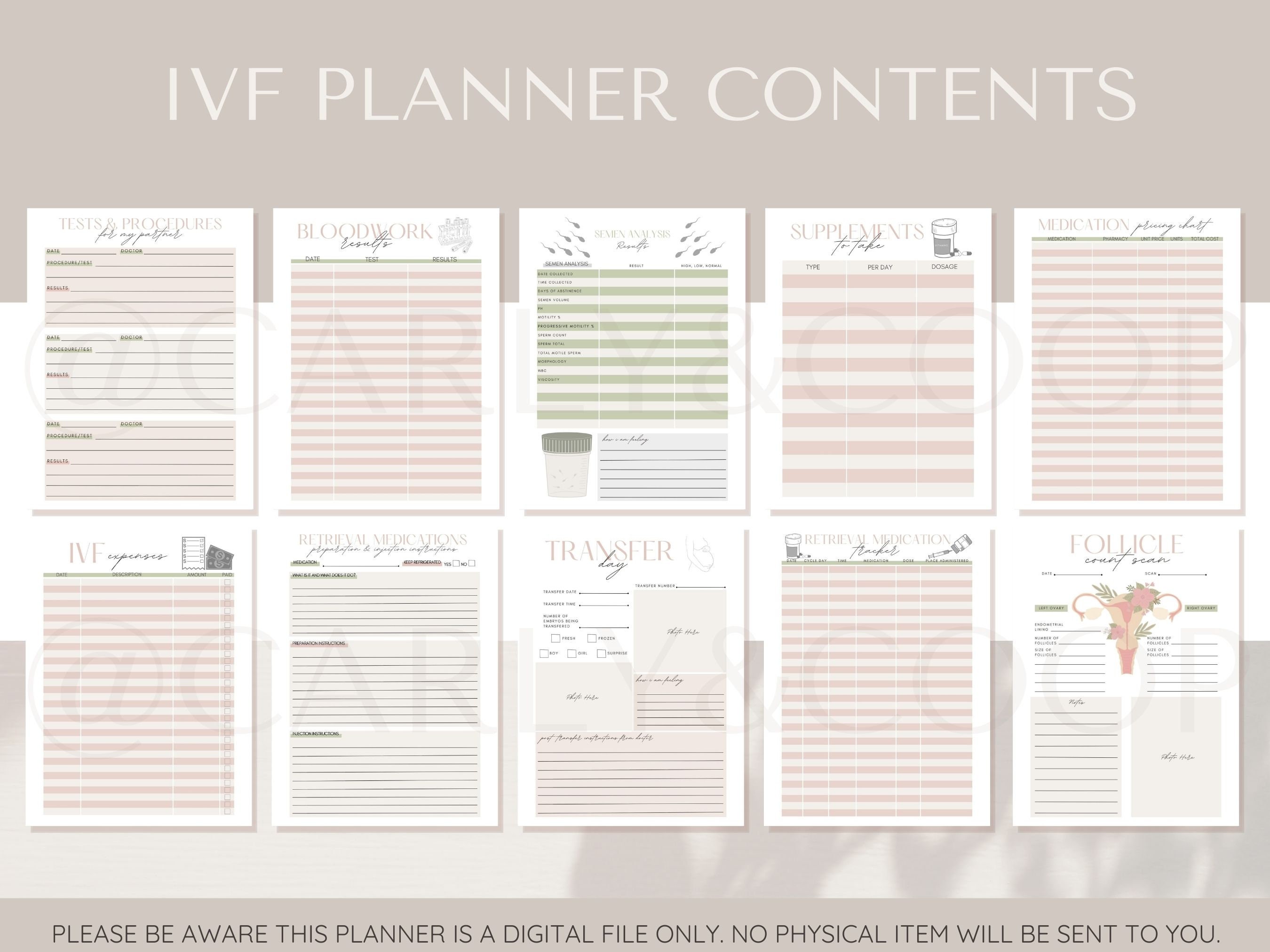 IVF Planner, IVF Journal, IVF Journey, Ivf Calendar, Ttc Planner, Ivf ...