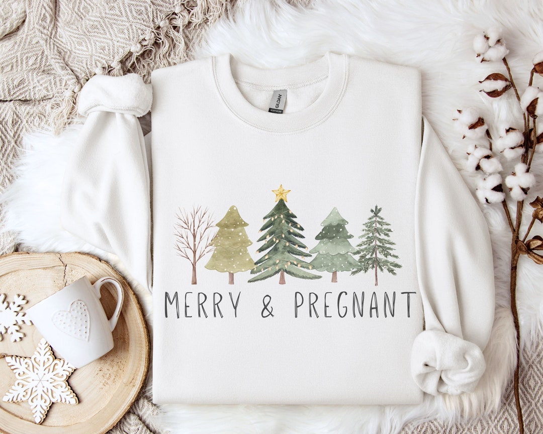 Merry and Pregnant Sweatshirt Christmas Pregnancy Announcement Shirt ...