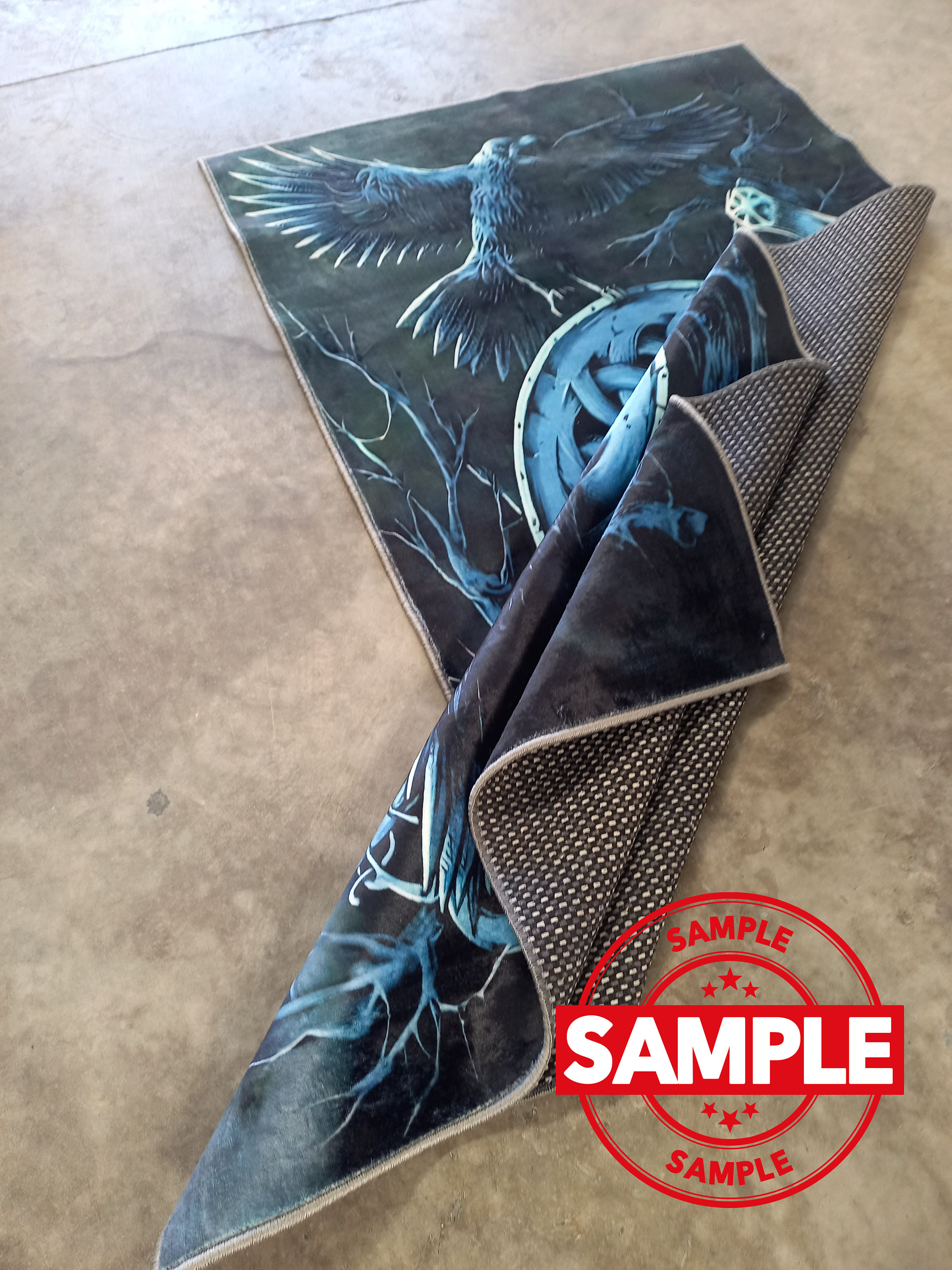 Viking Decor Rug, Valknut Norse Rug,pagan Art Rug, Norse Folk Art Rug ...