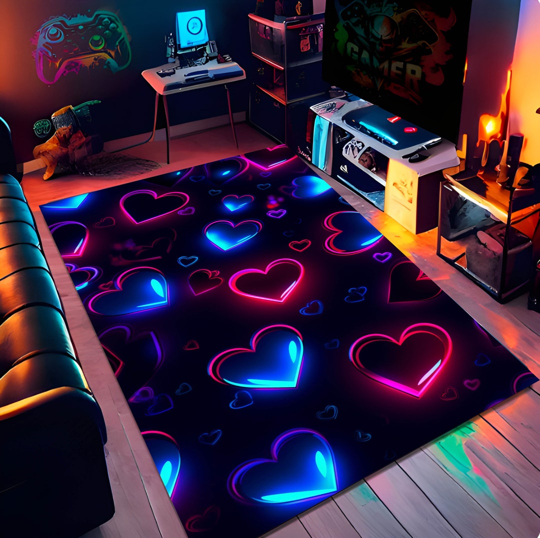 Heart Theme Rug,neon Rug,valentine's Day Rug,love Theme Rug,sparkly Rug ...