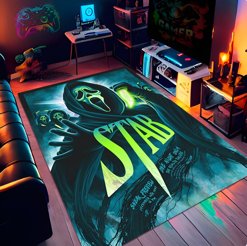 Scream Poster Rug,scream Mask Rug,nostalgic Horror Rug,movie Rug ...