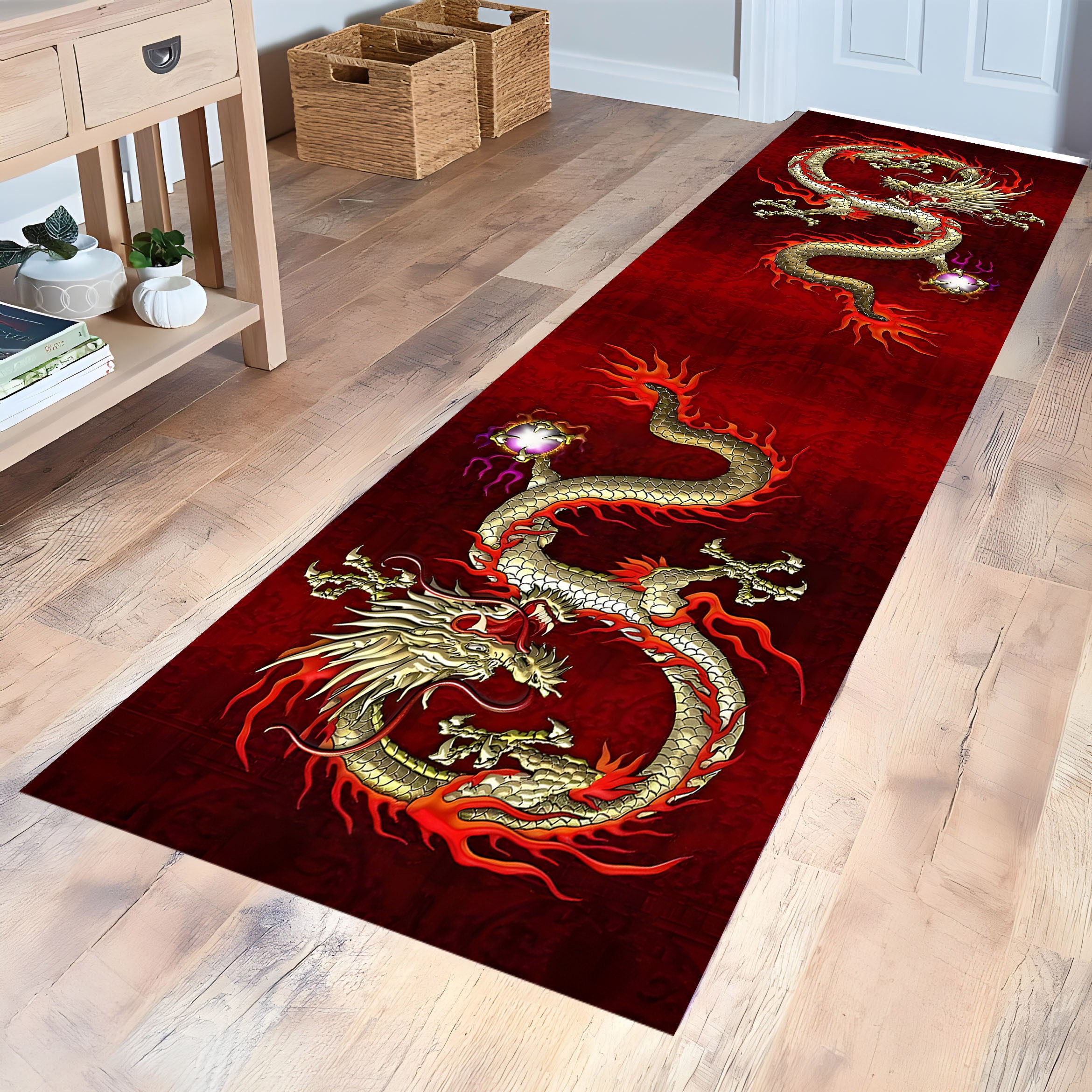 Dragon Rug,red Runner,dragon Runner,colorful Rug,runner Rug,paterned ...