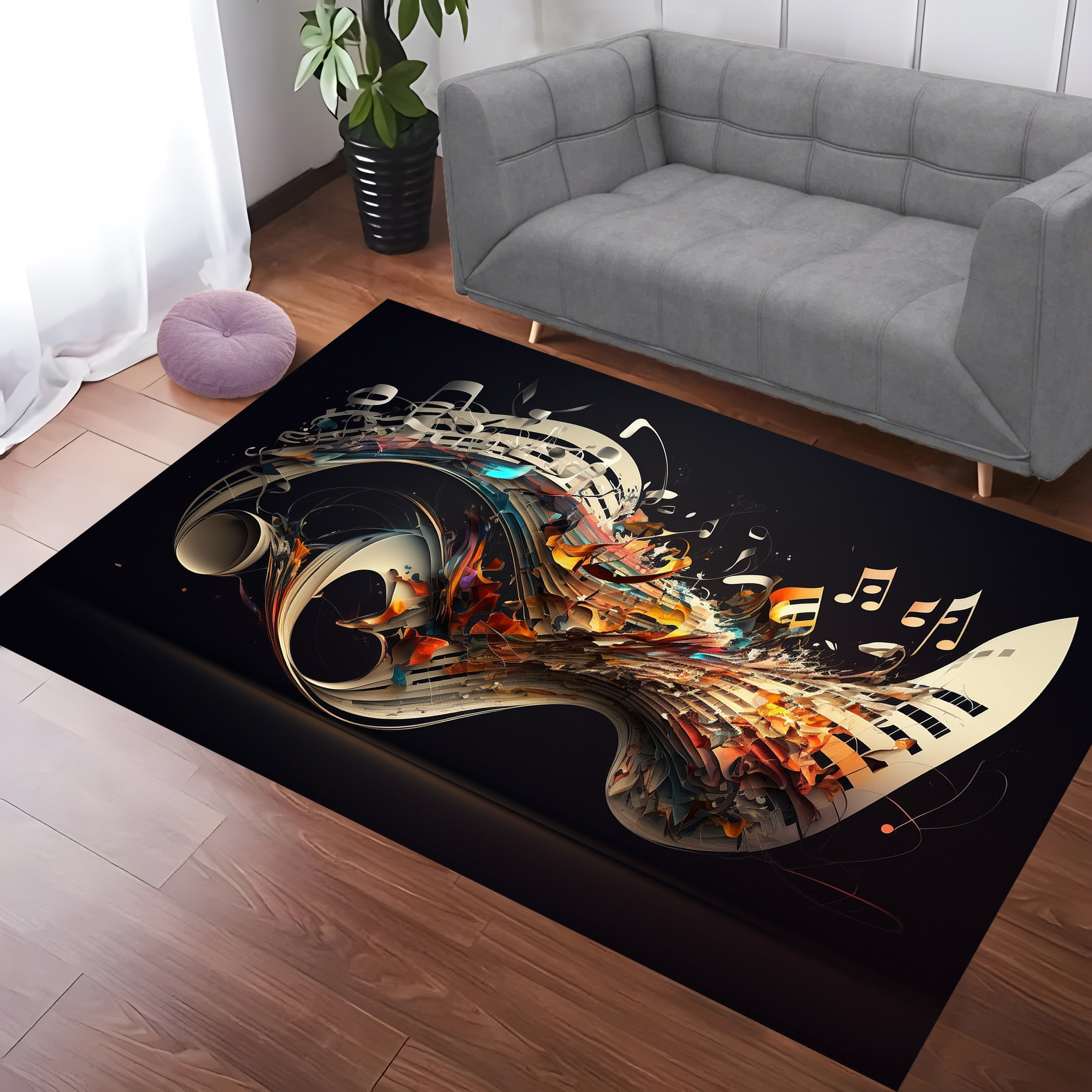 Music Rug, Musical Note Rug,abstract Rug,music Room Rug,rock Music Rug ...