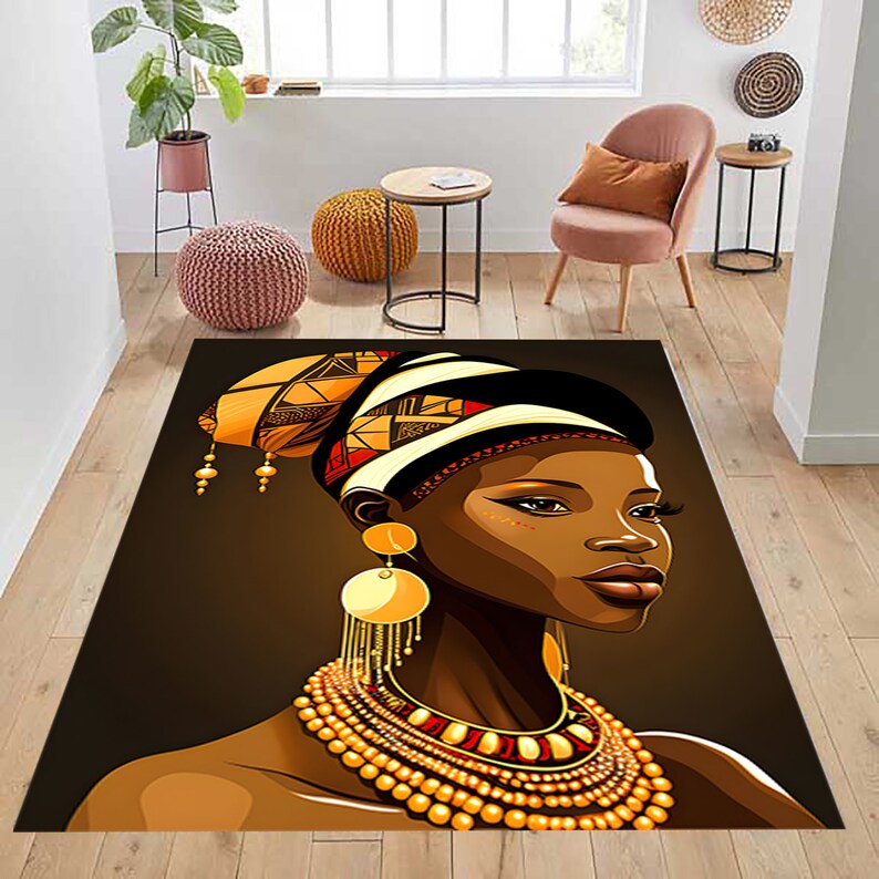 African Themed Rug,african Woman Rug, Beautiful Woman Rug, Office Decor ...