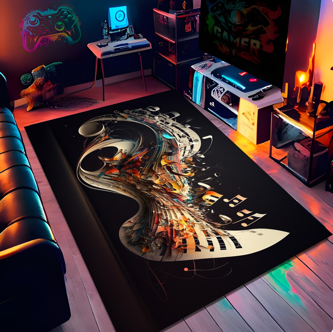 Music Rug, Musical Note Rug,abstract Rug,music Room Rug,rock Music Rug ...