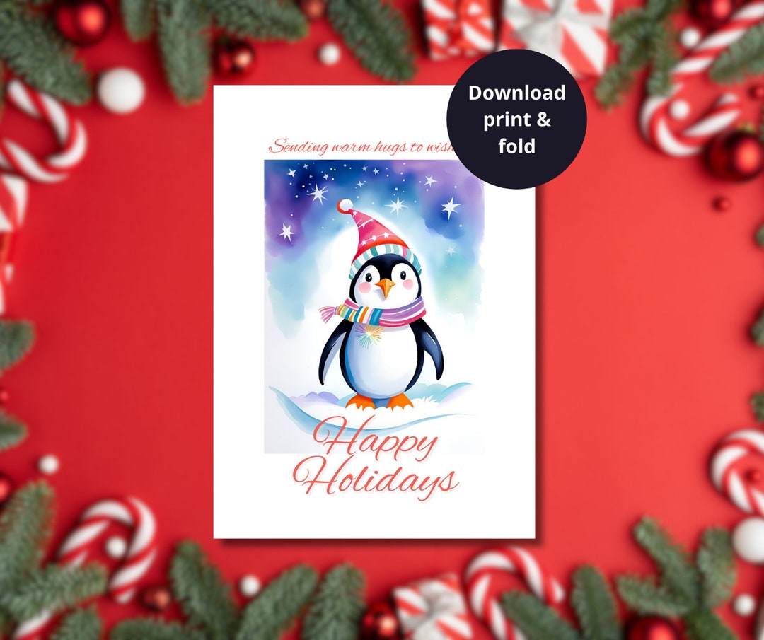 Sending Warm Hugs, Printable Greeting Card 5x7, Instant Download, Cute ...