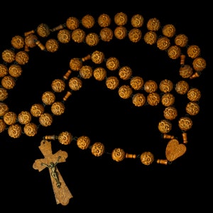 Large Antique Wooden Rosary With Circle Dot Design -souvenir De Notre ...