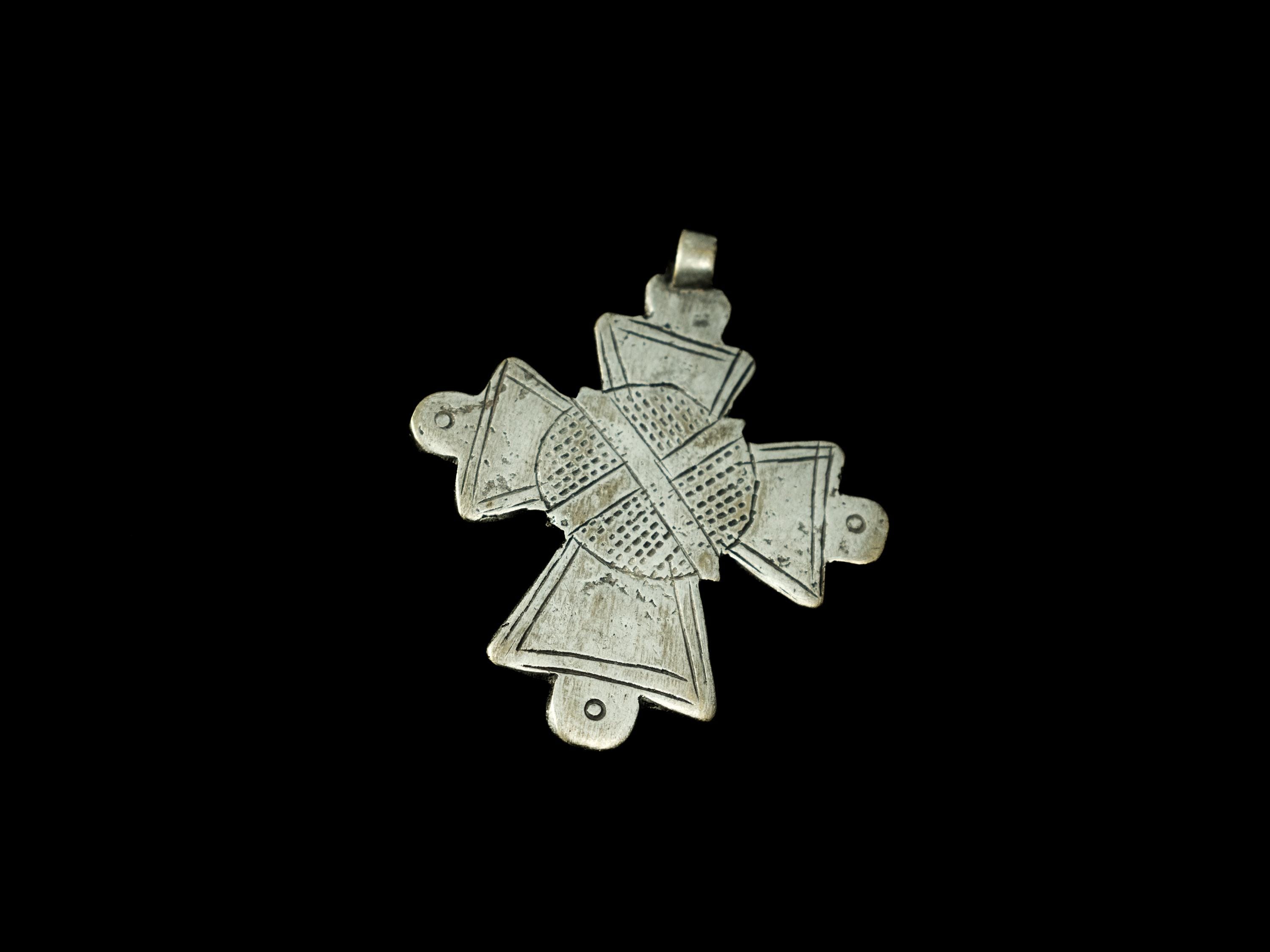 Ethiopian Cross in White Metal With Engraved Detail (possibly St Andrew ...