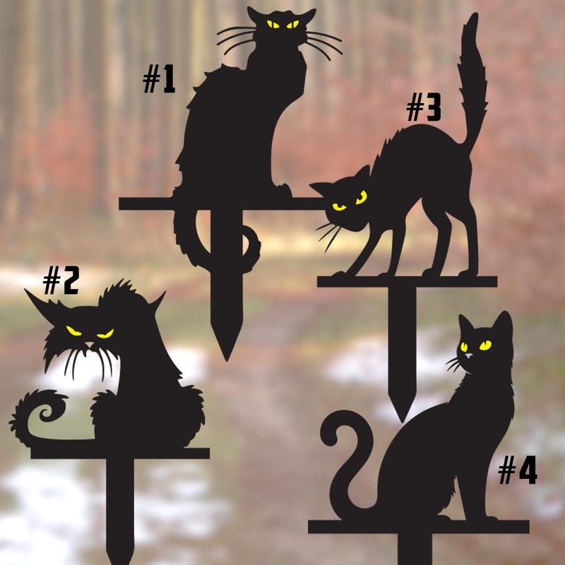 Black Metal Halloween Cats - Etsy