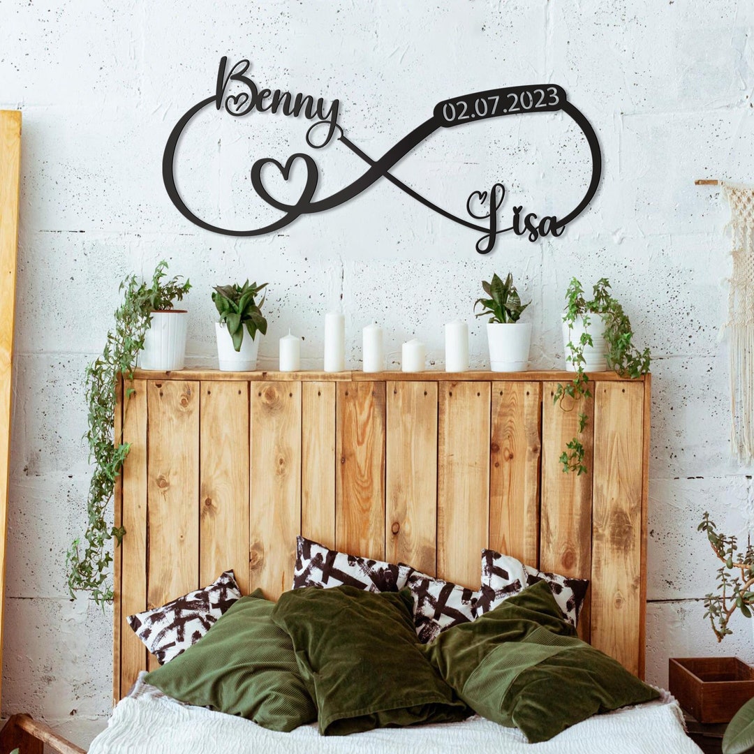 Personalized Love Heart Infinity Metal Sign Custom Couples' Names and ...