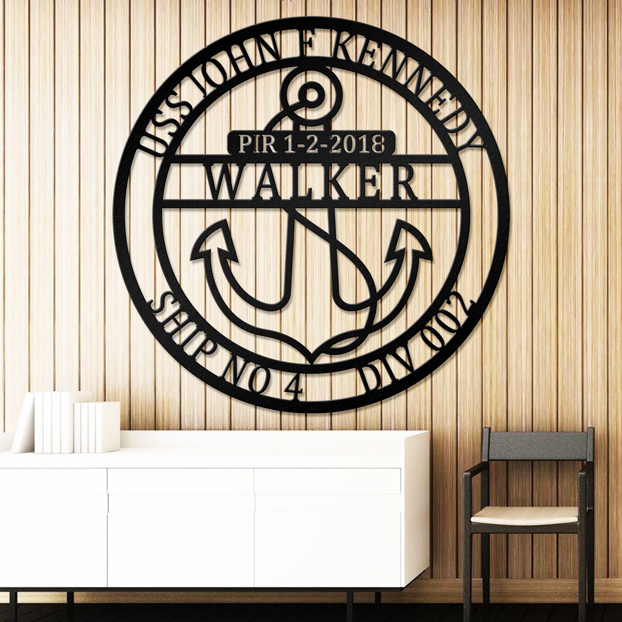 Personalized Us Navy Anchor Sign, Custom Name Metal Sign, House Porch ...