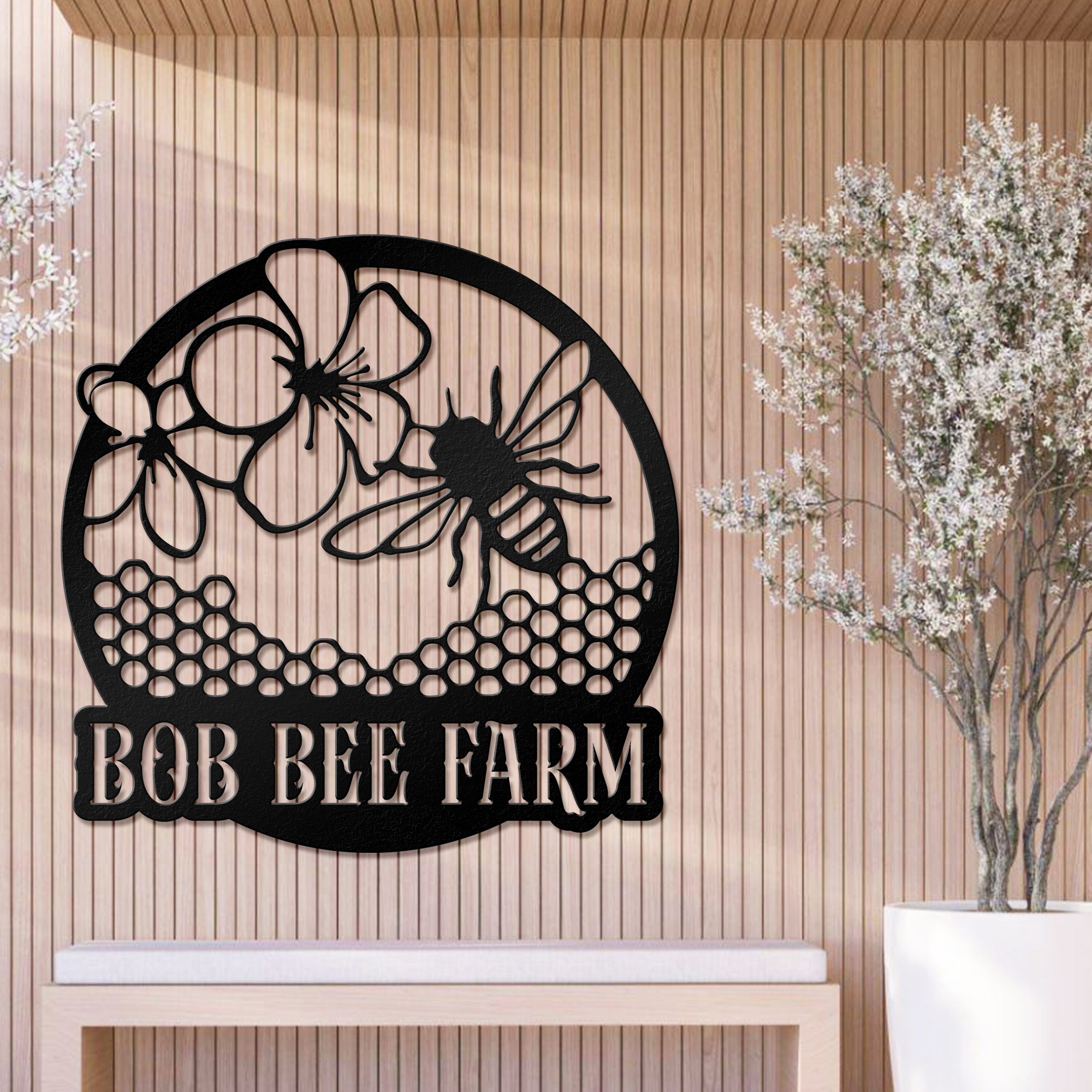 Bees Outdoor Metal Sign, Personalized Honey Bee Sign, Bee Wall Art ...