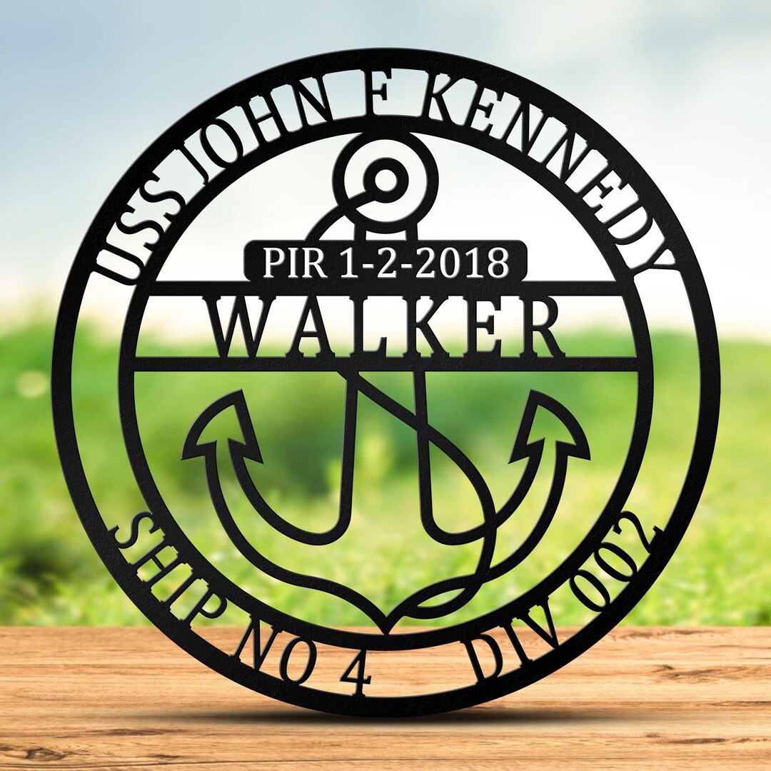 Personalized Us Navy Anchor Sign, Custom Name Metal Sign, House Porch ...