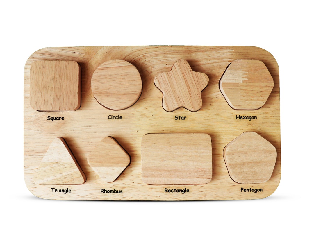 Wooden Shapes Puzzle - Toddler Toys - Kids Gifts - Geometrical Shapes ...