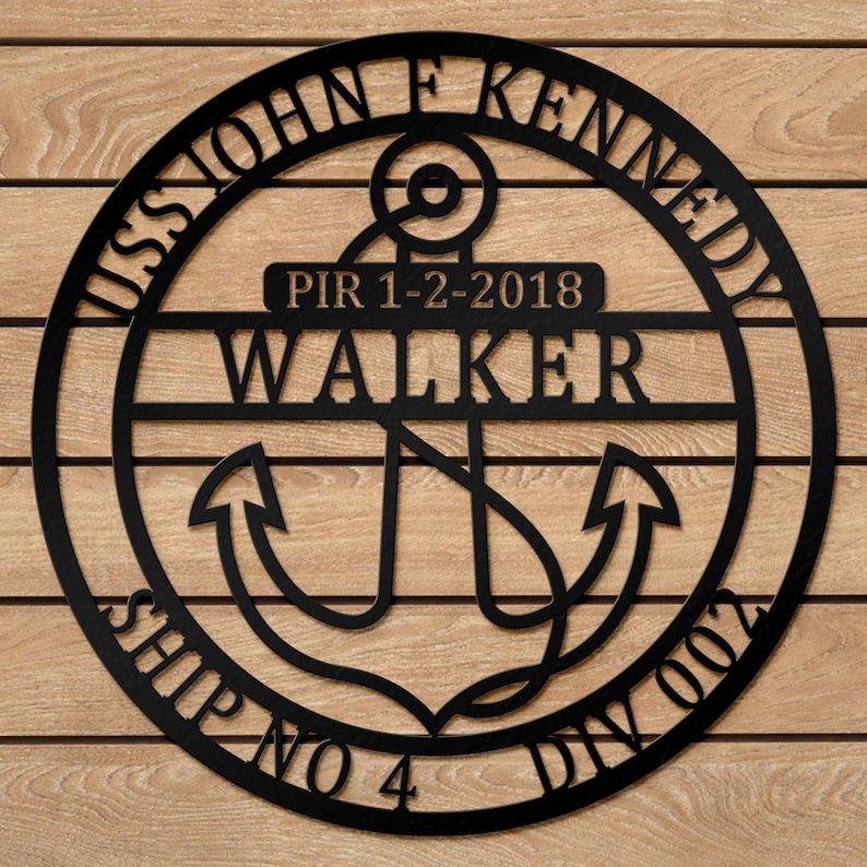 Personalized Us Navy Anchor Sign, Custom Name Metal Sign, House Porch ...